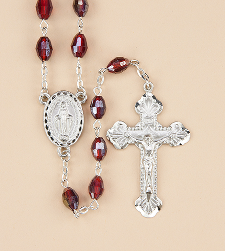 7X5mm Tin Cut Ruby Rosary | 4312809 | Malhame