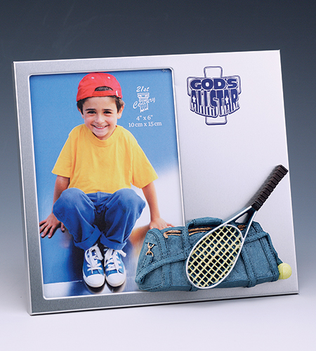 4x6in TENNIS MATTE SILVER AND RESIN PHOTO FRAME | 47615 | Malhame