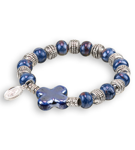 10X8mm DARK BLUE BRACELET WITH CROSS | 4839824 | Malhame